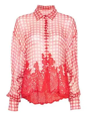 Ermanno Scervino Gingham Lace Shirt - Red