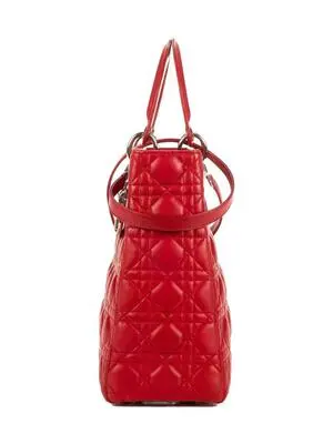 Dior Large Lady Quilted Tote - Red