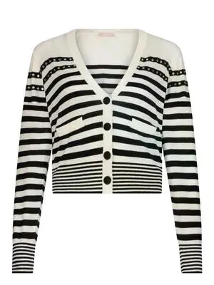 LIU JO Striped Cardigan With Jewel Appliqués