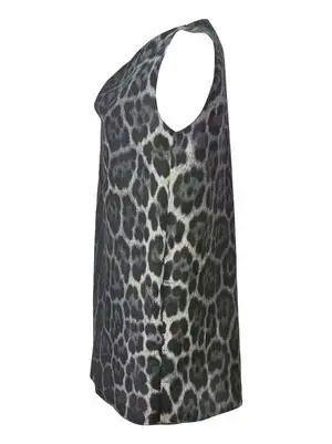Saint Laurent Leopard-print Sleeveless Blouse - Grey