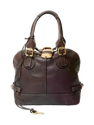 Chloé Padlock Leather Tote Bag - Brown