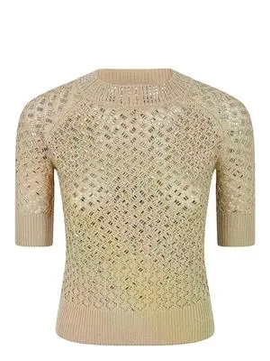 Ermanno Scervino Embellished Open Knit Sweater - Neutrals
