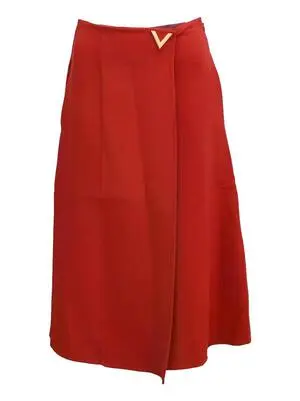Valentino Garavani Valentino Garavani V-Logo Midi Skirt Red