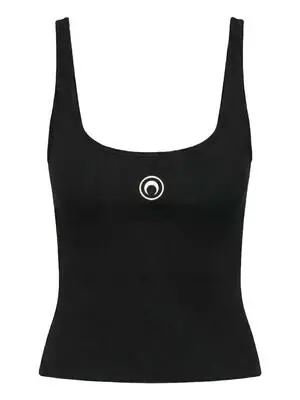 MARINE SERRE Moon Logo Ribbed Tank Top - Black