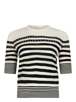 Liu Jo Striped Jumper With Jewel Appliqués - White