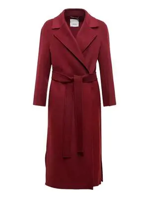 Max Mara Belted Virgin Wool Coat - Red