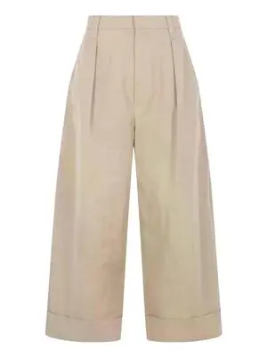 Brunello Cucinelli Pleated Wide Leg Trousers - Neutrals