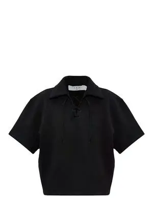 IRO PARIS Lace-up Polo Top - Black