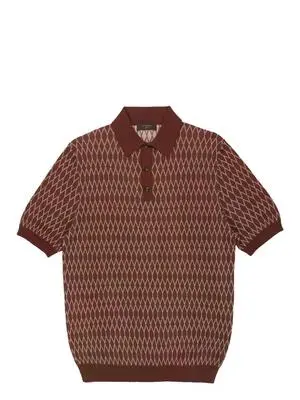 SLOWEAR Jacquard Pattern Polo Shirt - Brown