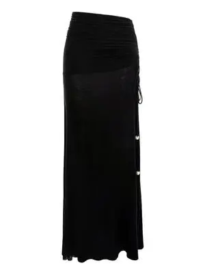 MANURI Drawstring-detail Maxi Skirt - Black