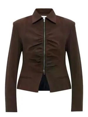 IRO PARIS Zip-up Jacket With Ruched Detail - Brown