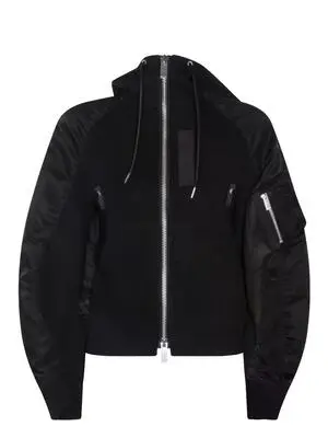 Sacai Hooded Zip Knitwear - Black