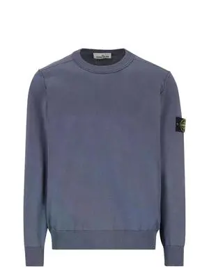 Stone Island Crew-neck Sweatshirt With Compass Patch - Blue