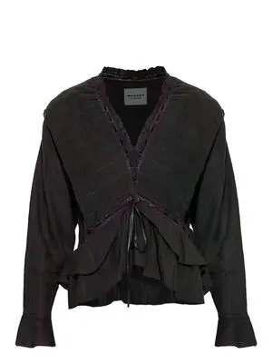 MARANT ETOILE Lace-ruffled Blouse - Black