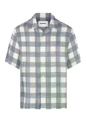 JIL SANDER Check-pattern Short-sleeve Shirt - White