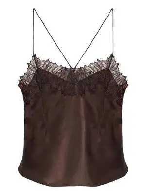 IRO PARIS Lace-trim Sleeveless Blouse - Brown