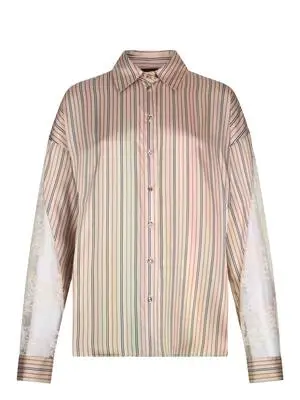 Liu Jo Striped Lace Shirt - Neutrals