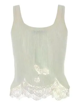 Ermanno Scervino Lace Trim Tank Top - White