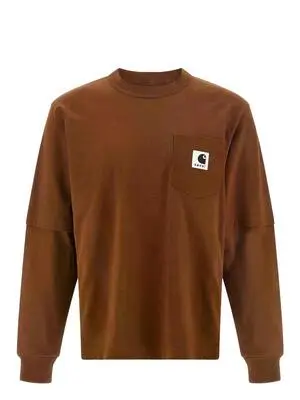 Sacai X Carhartt Wip Logo-patch Long-sleeve T-shirt - Brown