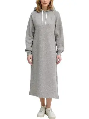 Polo Ralph Lauren Hooded Side-slit Midi Dress - Grey