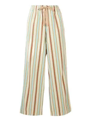 SANDERLAK Striped Poplin Wide-leg Pants - Multi