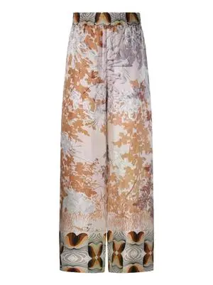 PIERRE-LOUIS MASCIA Cialda Floral-print Trousers - Neutrals