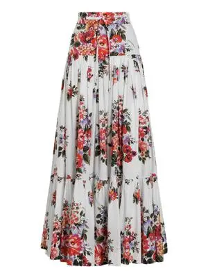 Dolce & Gabbana Floral Print Maxi Skirt - White