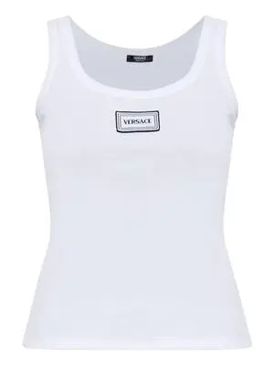 Versace Logo Cotton Tank Top - White