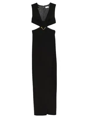 Elisabetta Franchi Chain V-neck Maxi Dress - Black