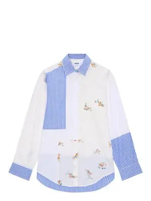 MSGM Striped Floral Print Shirt - White