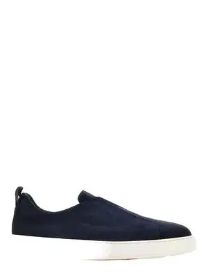 Santoni Nubuck Slip-on Sneakers - Blue
