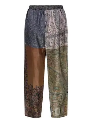 PIERRE-LOUIS MASCIA Aloe Paisley Patchwork Trousers - Brown