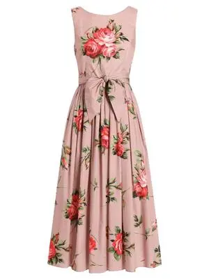 Dolce & Gabbana Roses Bouquet Print Dress - Pink