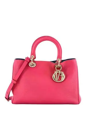 Dior Diorissimo Pebbled Leather Medium Tote Bag - Pink