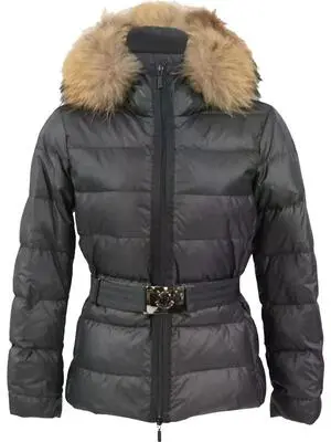 Moncler Fur-trimmed Puffer Jacket - Grey