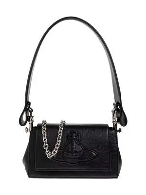 VIVIENNE WESTWOOD Debossed-orb Chain-strap Shoulder Bag - Black
