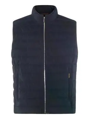 MOORER Quilted Zip Gilet - Blue