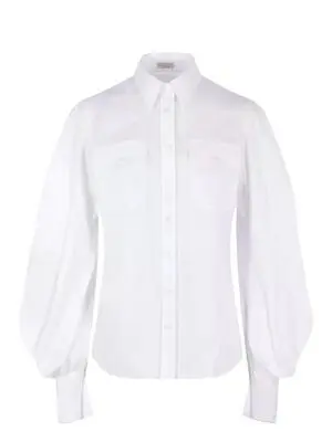 Brunello Cucinelli Puffed Sleeve Pocket Shirt - White