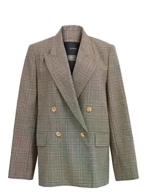 JOSEPH Plaid Double-Breasted Blazer