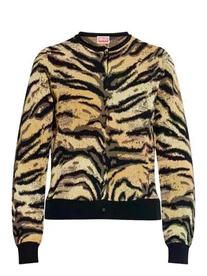 Kenzo Tiger-print Cardigan - Black