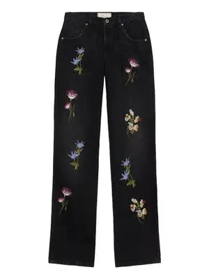 Blumarine Floral-embroidered Trousers - Black