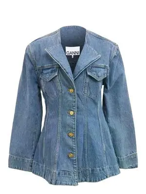 GANNI Paneled Denim Blazer - Blue