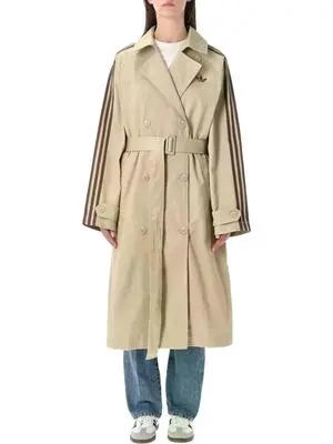 Adidas Striped Belted Coat - Neutrals