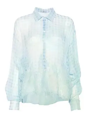 Ermanno Scervino Checked Shirt With Lace Detailing - Blue