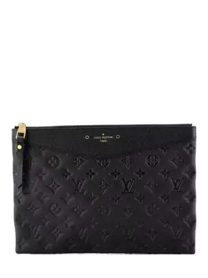 LOUIS VUITTON Daily Monogram Empreinte Leather Pouch - Black