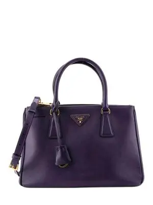 Prada Double Zip Saffiano Leather Small Tote Bag - Purple
