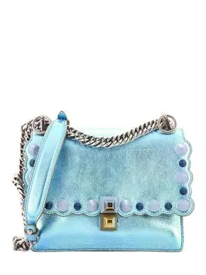 Fendi Kan I Studded Leather Shoulder Bag - Blue