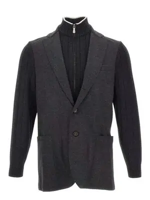 Eleventy Ribbed Blazer - Grey