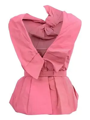 LOUIS VUITTON Bow-detail Peplum Blouse - Pink