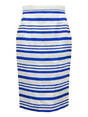 Dolce & Gabbana Striped Linen Midi Skirt - White